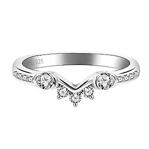 Uloveido 925 Sterling Silver Cubic Zirconia 2 Stackable Rings Enhancer for Women Wedding Engagement Anniversary Promise Rings Y1519 (Size 9)