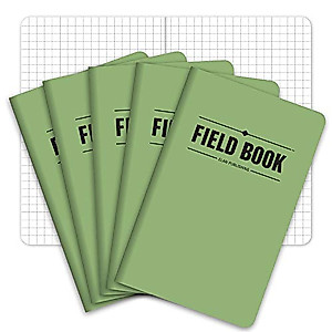 Elan Publishing Company Field Notebook/Pocket Journal - 3.5"x5.5" - Green - Graph Memo Book - Pack of 5