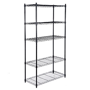 ZenStyle 5-Shelf Adjustable Storage Shelving Unit Heavy Duty Steel Organizer Wire Rack, Storage Rack with Leveling Feet for Kitchen Office Garage, 30" W x 14" D x 75" H, Black