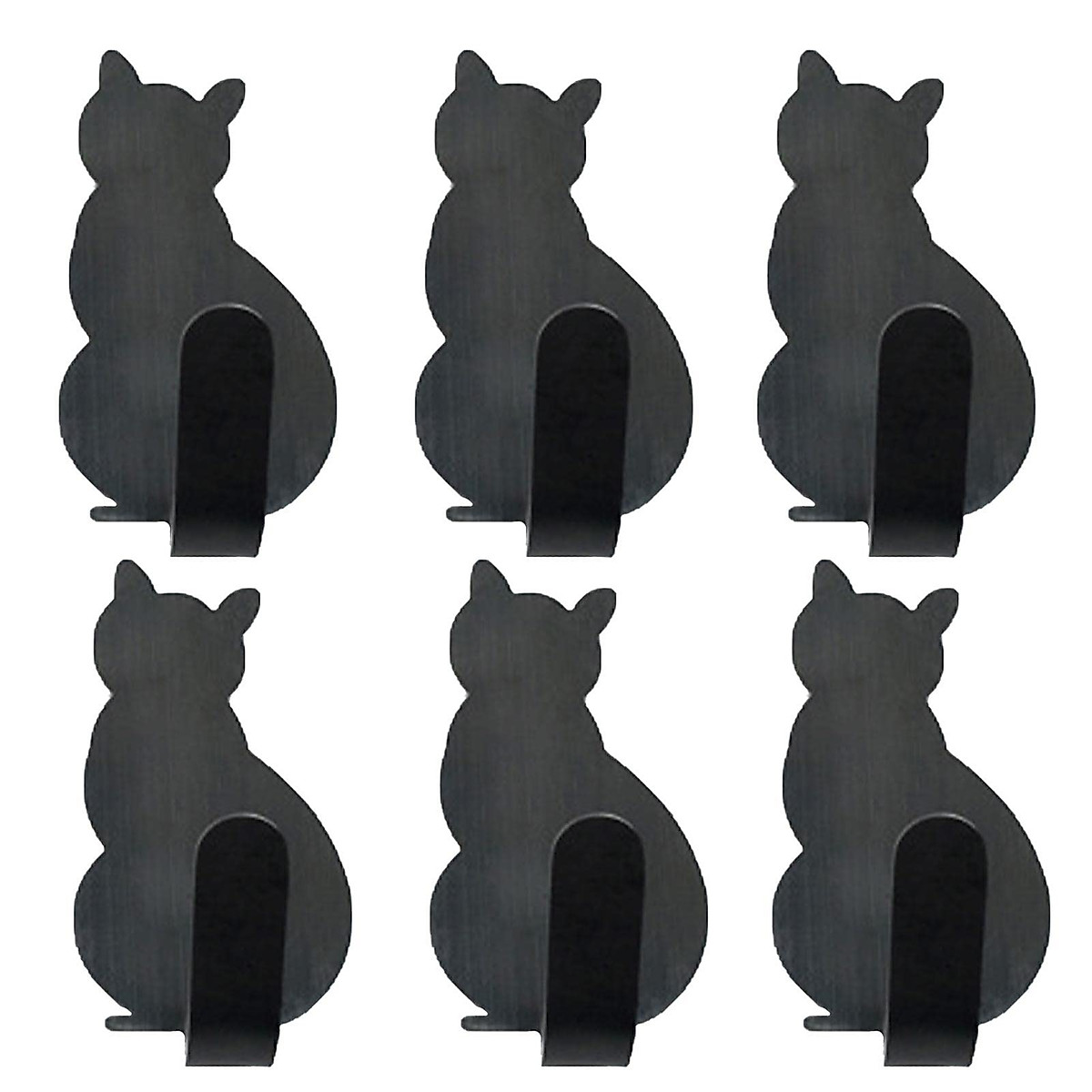 6Pcs Coat Hooks Cute Cat Shape Adhesive Hooks Wall Hooks Creative Wall Decorations Hanger Holder Stainless Steel for Hanging Coats Hat Towel Key Scarf Bags
