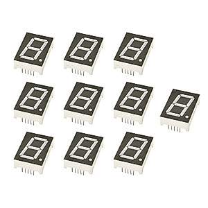 Bettomshin 10Pcs LED Digital Tube Common Cathode 10 Pin 1 Bit 1.34 x 0.94 x 0.31inch(LxWxH) 1" Red Display Digital Tube 10016AS