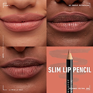NYX PROFESSIONAL MAKEUP Slim Lip Pencil, Long-Lasting Creamy Lip Liner - Pack Of 3 (Peakaboo Neutral, Nude Pink, Ever)