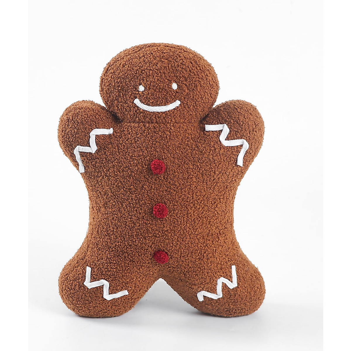 DALIYREPAL Moptrek Christmas Decoration Cute Plush Sherpa Gingerbread Man Cushion Pillow with Filling Soft Garden Sculpture Outdoor Decoration