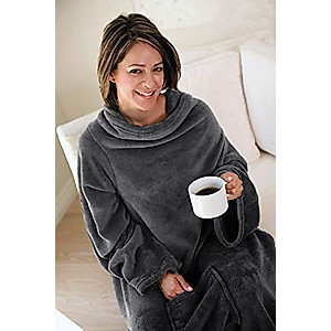 Tirrinia Wearable Blanket with Sleeves and Pocket, Lounging Super Soft Comfy Microplush Adults Wearable Throw Body Robe for Women and Men, 53''X 71'' Grey
