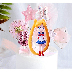 HYSTYLE 6 Pcs Lovely Girl Figurines Toys Mini Figure Collection Playset, Cake Topper Toy Doll Set, Car Doll, Office Ornament, Miniature Decorations, Landscape Scenes