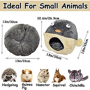 PINVNBY Guinea Pigs Cave Bed Cute Habitat Warm Small Animal Hideout Cave Fleece Cage Nest Accessories Removable Washable Pillow Mat for Bunny Chipmunk Hamster Hedgehog