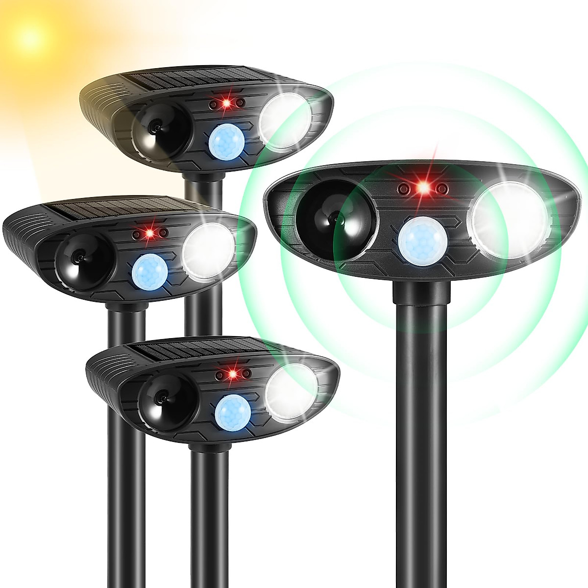 Ultrasonic Animal Repellent Outdoor Solar Animal Repeller with Motion Sensor&LED Strobe Light Cat Deterrent Outdoor Deer Repellent Device to Scare Coyote Raccoon Squirrel Skunk Repellent for Yard (4)