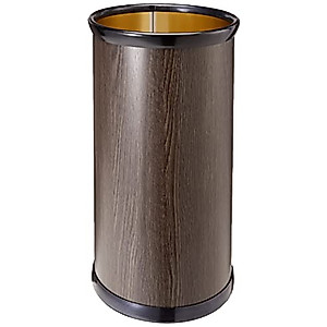 Kraftware 14" Oval Waste Basket Black Bumper Woodcraft Ebony, Walnut Brown