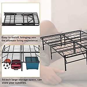 Queen Bed Frame Metal Platform Bed Frame Queen Size 14 Inch Mattress Foundation Box Spring Replacement Heavy Duty Steel Slat Noise-Free Easy Assembly,Black