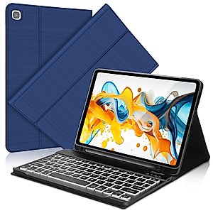 YEHOBU Galaxy Tab S8+/S7 FE 2021/S7 Plus 2020 Case, Detachable Bluetooth Backlit 12.4" Keyboard Protective Cover with S Pen Holder, Black(Tab Not Included)