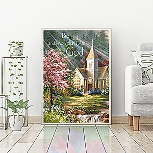 Clendo 2 Pack Jesus Diamond Art Painting Kits for Adults, DIY Be Still God House Full Drill Diamond Painting Art Kits for Beginners, Gem Diamond Dots Painting Kits for Wall Home Decor 11.8X15.7inch