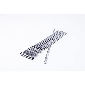 Set of 10 Stainless Steel Skewers for Shashlik Shampur Kebab BBQ Meat Mangal