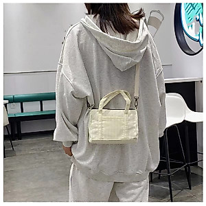 IAMUHI Mini Corduroy Crossbody Phone Purse Small Wallet Tote Bag Casual Shoulder Little Handbag for Women/Girls,Beige