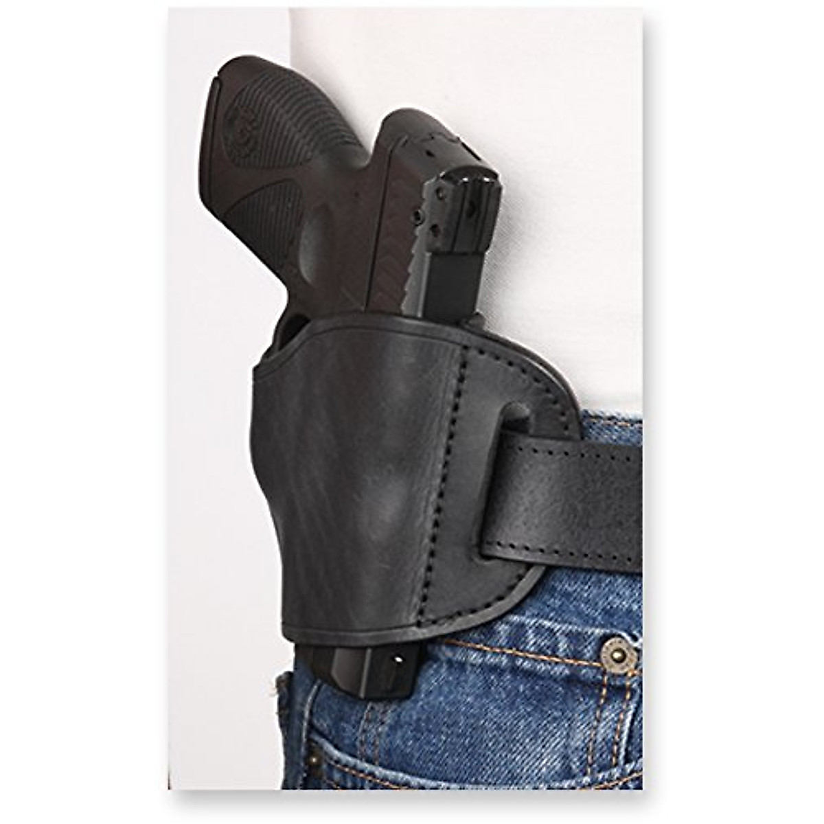 Bulldog Cases Black Molded Leather Belt Slide Holster (Large)
