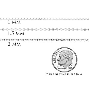 Honolulu Jewelry Company 925 Sterling Silver 1mm Cable Chain Necklace for Women Tarnish Resistant - Made in Italy (22 Inches)