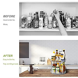 Landmore Lazy Susan Turntable Storage Organizer, Non-Skid 2 Tier Lazy Susan 9.25" Spice Rack, 360 Degree Rotating Acrylic Cabinet Organizer for Kitchen Cosmetic Pantry Bathroom