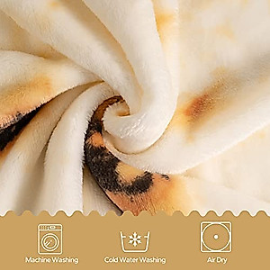 FUNUPUP Burritos Tortillas Blanket Double Sided, 71 inches Adult Size Giant Funny Realistic Food Throw Blanket 290 GSM Soft Warm Flannel Taco Blanket