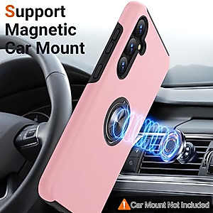 AOUIA for Samsung Galaxy S23 FE Case, Phone Case for Samsung Galaxy S23 FE, Military-Grade Drop Tested Magnetic Ring Holder Kickstand Protective Cover for S23FE,Pink