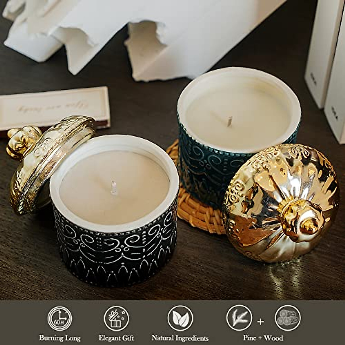 Luna cici Scented Candles Gifts Set for Women,Boss Lady Gifts for Women,Cute Ceramic Pine&Wood Aromatherapy Candles,Long Lasting,Non Toxic,Birthday Gifts for Friendship,Christmas Home Decor,12oz