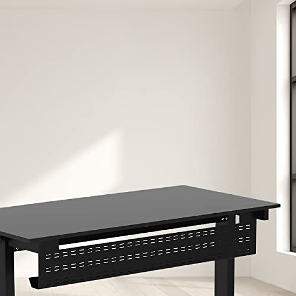 Stand Up Desk Store Under Desk Cable Management Tray Black Horizontal Computer Cord Raceway and Modesty Panel (Black, 39")