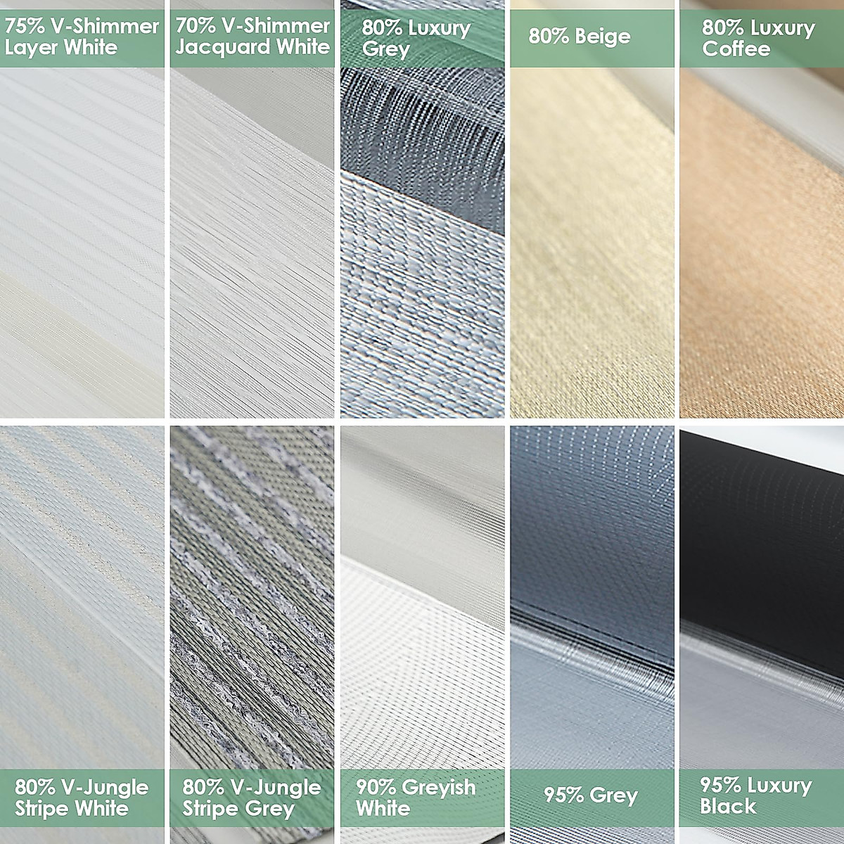 Yoolax Double Layer Zebra Shades Fabric Samples