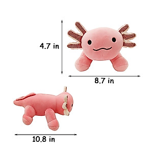 1Pcs Axolotl Plush Toys,10.8 Inch Lovely Soft Stuffed Pillow Dolls Toy Home Decoration for Kids Toddler Adult, Cute and Cuddly Axolotl Stuffed Animal Figure Gifts Christmas Halloween Birthday(Pink)