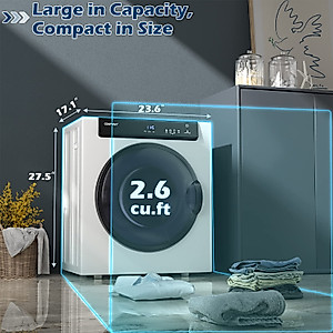 COSTWAY Compact Portable Dryer, Stainless Steel Clothes Dryer with Touch Panel, 2 Modes, 3 Heating Powers and Adjustable Exhaust Vent, 8.8 LBS Front Load Tumble Laundry Dryer for Apartment, Dorm and Home, 1400W, White