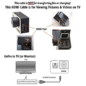 ienza HDMI Cable Cord Wire (Action Camera to HDTV) for GoPro Hero 3+ Hero3+ Black Silver Hero 4 Hero4 Hero 5 Hero5 Hero 6 Hero6 Hero 7 Hero7 and GoPro Hero 8 & 9 Media Mod/Display Mod