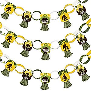 Big Dot of Happiness Sasquatch Crossing - 90 Chain Links and 30 Paper Tassels Decoration Kit - Bigfoot Party or Birthday Party Paper Chains Garland - 21 feet