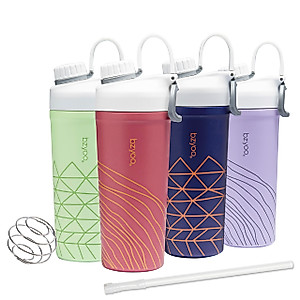 bzyoo 26oz Double-Walled Stainless Steel Insulated Tumbler with Straw Leak Proof Ideal for Smoothies, Ice Tea or Coffee Includes Mixer Ball BPA Free - Organica Red