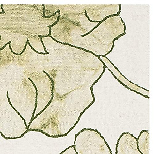 SAFAVIEH Dip Dye Collection 5' x 8' Ivory / Light Green DDY683B Handmade Floral Watercolor Premium Wool Area Rug
