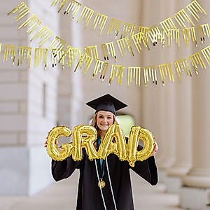 40Ft Gold Tassel Banner Pennant Bunting Double Sided Gold Metallic Paper Garland Streamer for Birthday Engagement Bachelorette Wedding Bridal Shower Anniversary Graduation Party Decorations Supplies