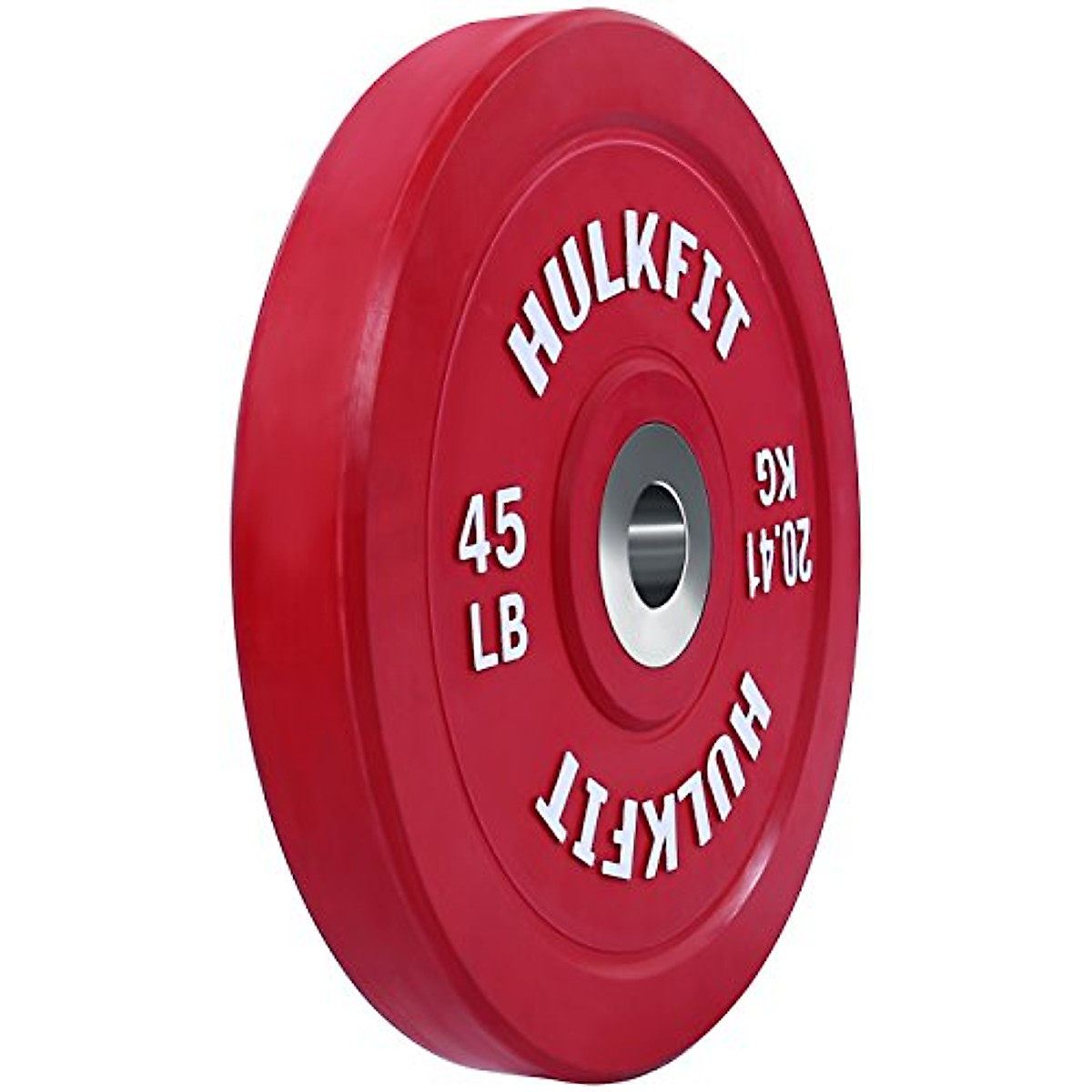 HulkFit Olympic 2-Inch Rubber Bumper Plate with Stainless Steel Insert, Red, 45lb, SINGLE