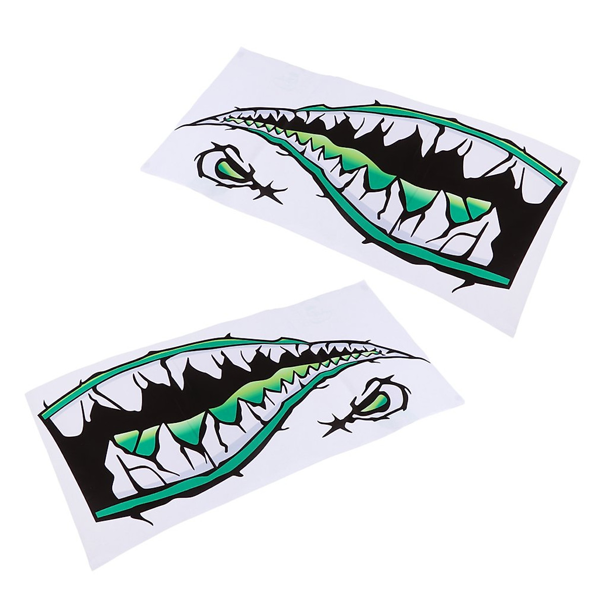 Homyl 2 Pieces Waterproof Shark Teeth Mouth Decals Sticker for Kayak Canoe Fishing Inflatable Boat Surfboard Car Bumper Laptop Window - Green