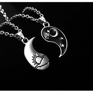 Sun Moon Necklace for Women Men Matching Tai Chi Yin Yang Necklace Best Friends BFF Necklace for 2 Teen Friendship Necklace Jewelry