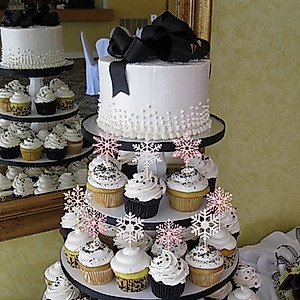 36 PCS Snowflake Cupcake Toppers Glitter Winter Frozen Theme Cupcake Picks Little Snowflake Cake Decorations for Winter Wonderland Baby Shower Kids Birthday Christmas Party Supplies Silver Pink