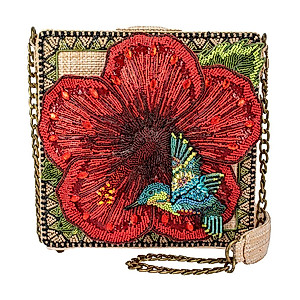 Mary Frances Meet Me in The Tropics Beaded Hibiscus Crossbody Handbag, Multi