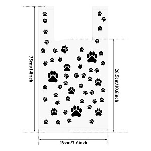 Outus 50 Pieces Paw Print Bags Doggie Treat Bag Bulk Plastic Paw Bag Pet Gift Bags for Party Favor Goodie Candy Grocery Shopping, 14 x 7.6 x 4.8 Inch