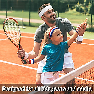 Favofit Sweat Band Headband Wristbands for Men - Head Wrist Sweatband Set for Women Kids Boys Girls - Ideal for Sports Athletics Event Workout Exercise Basketball Running Tennis Football