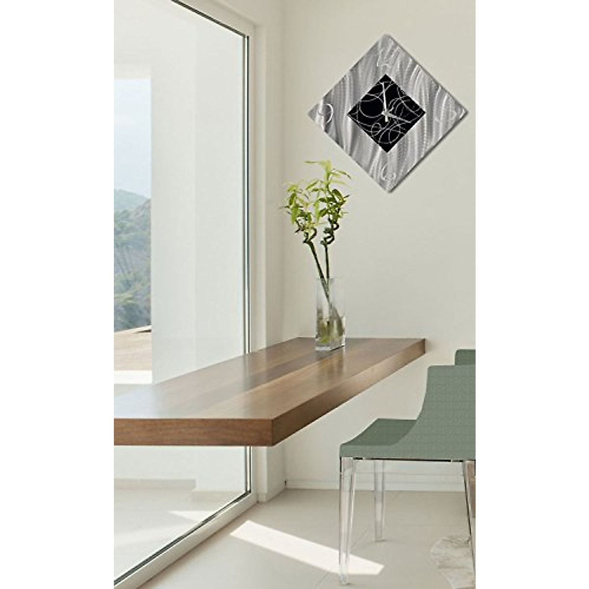 Statements2000 Silver & Black Metal Wall Clock - Contemporary Metal Wall Art Decorative Clock by Jon Allen - Allay Clock