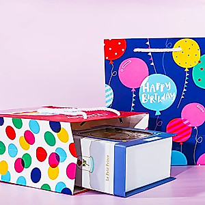 Birthday Gift Bag with Handle and Tissue Paper, 12 Pcs Gift Bags Assorted Sizes and Designs, Large, Medium, Small Size Birthday Gift Bag for Boys, Girls, Women and Men’ Birthdays Party ( Sizes 15.5”, 13”, 9” )