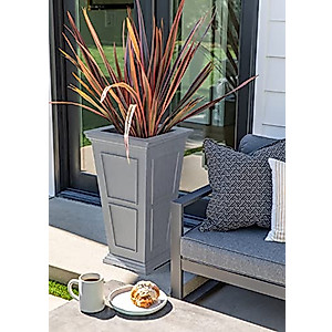 Veradek Brixton Series Tall Plastic Planter - Large Outdoor Planter for Front Porch | Crack Resistant All-Weather Use | Classic Estate Design for Tall Plants, Flowers, Trees