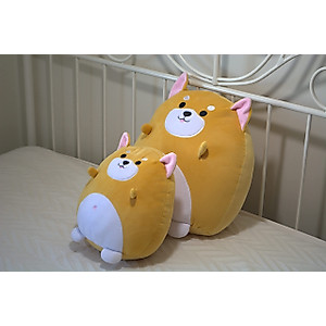 Stuffed Animal Toy Corgi Inu Shiba Dog Plush Ultrasoft 16-Inch Yellow Squishy Hugging Pillow for Boys, Girls, and Adults
