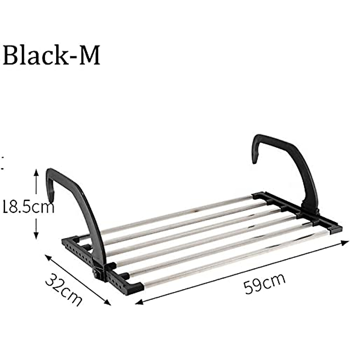 ZyHMW Clothes Airer Balcony Drying Rack Stainless Steel Folding Hanging Window Shoes Rack Adjustable Portable Outdoor Airer Clothes Towel Storage，Folding Airer (Color : S Square Tube Gray)