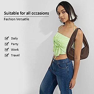 JYG Small Hobo Bags for Women Pu Leather Dumpling Shoulder Handbags Casual Fashion Ladies Clutch Purses Coffee