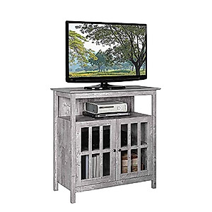 Convenience Concepts Big Sur Highboy TV Stand with Storage Cabinets, Faux Birch