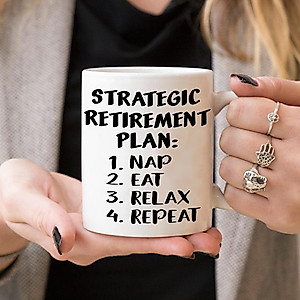 Generic Funny Coffee Mug Retirement Gifts for Women Men, white 11 Oz Funny Mug Strategic Retirement Plan Nap Eat Relax Repeat, Retirement Gifts for Women, Funny Gift for Gag Gift, Elephant, Christmas
