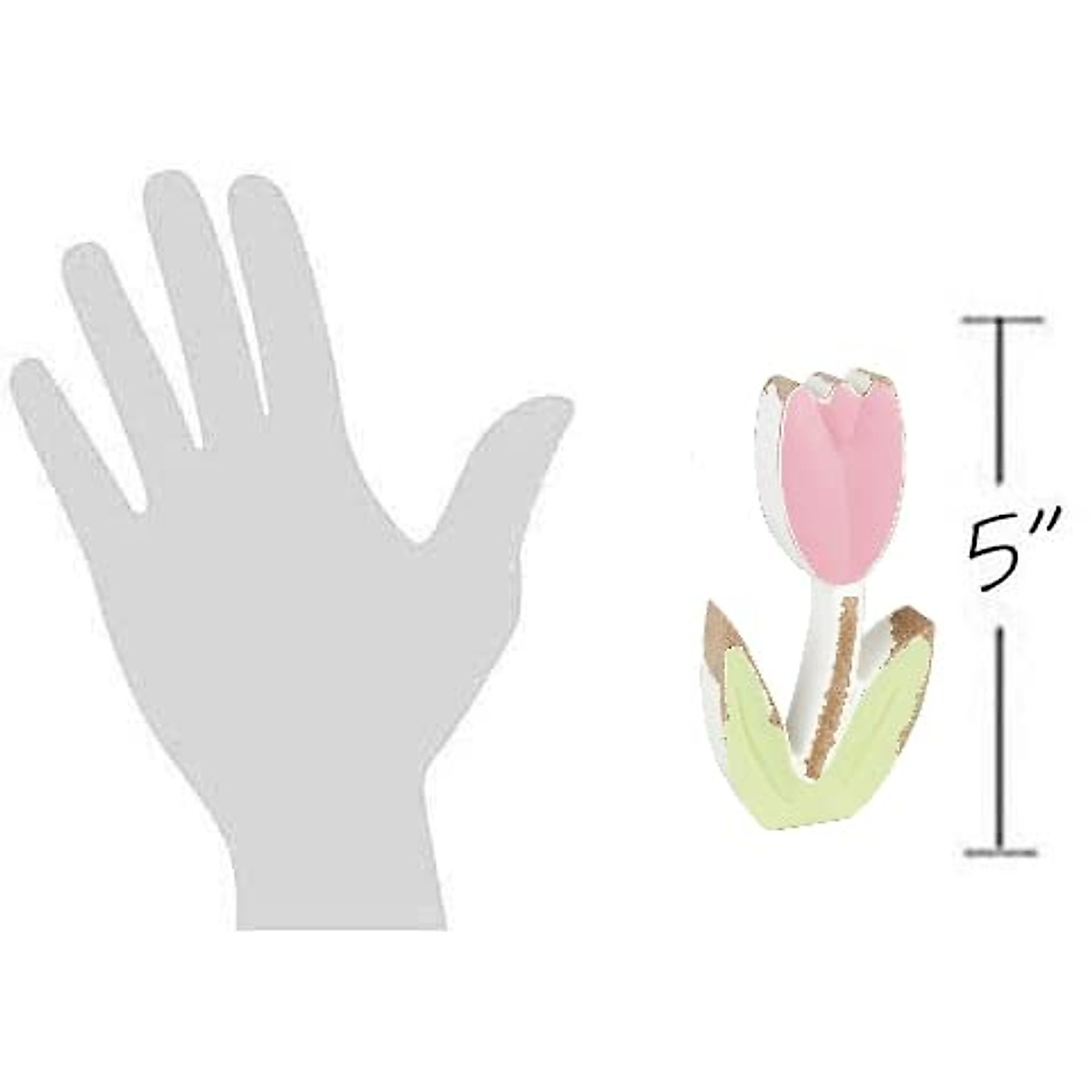 Collins Painting Wooden Flower Shelf Sitter (Pink Tulip), 4 inch W x 5 inch H x 0.75 inch D