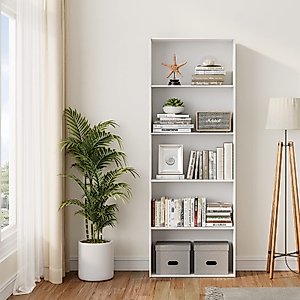 Casart Multi-Functional Wood Bookcase, 5-Shelf Storage Open Bookshelf for Home and Office