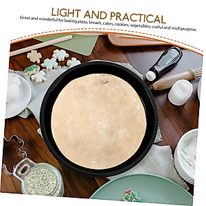 SHOWERORO Steel Cake Tray Pizza Pans Microwave Pizza Pan Pie Baking Tray 8 Inch Cake Pans Pizza Round Plate Crisper Pan Nonstick Bakeware Seafood Grill Pan Carbon Steel Oven Baking Pan